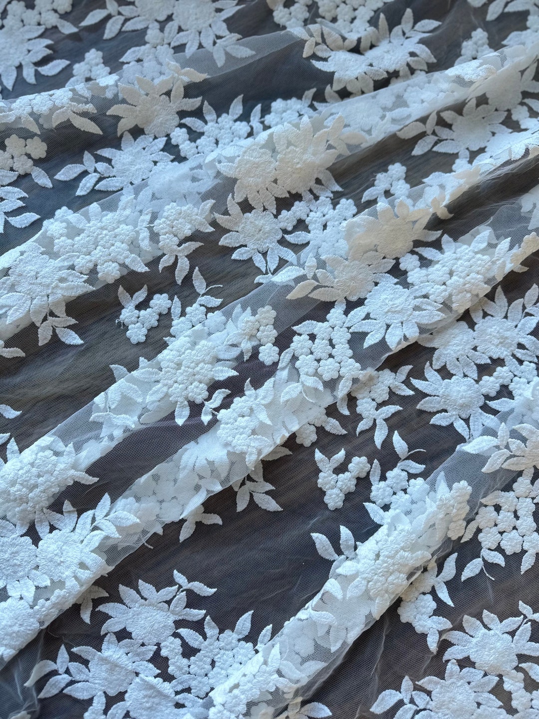 Ivory Floral Tulle - Etsy