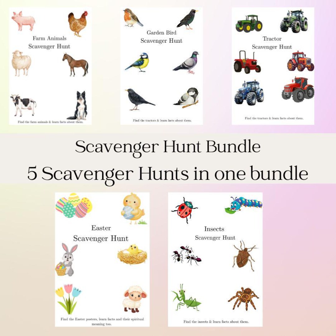 Printable Educational Scavenger Hunt Bundle for Kids Indoor and Outdoor ...