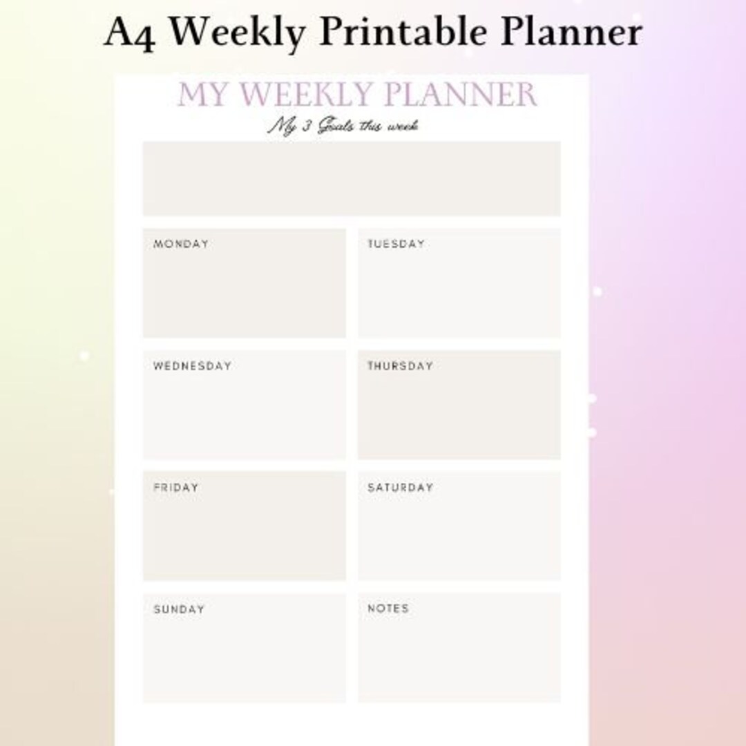 Weekly Planner | Printable Planner | Minimal Weekly Schedule | Weekly ...