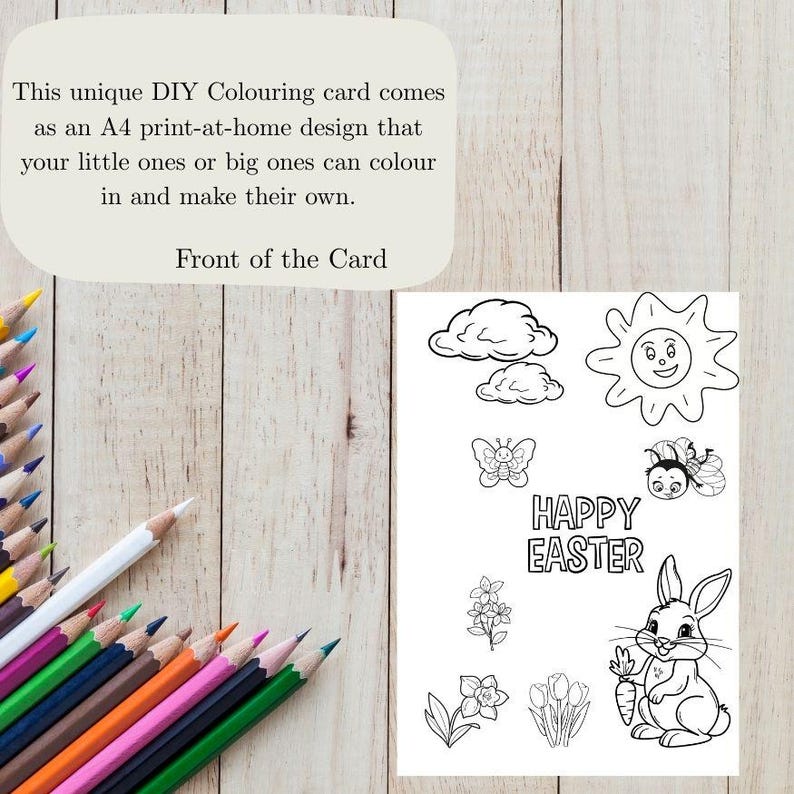 Easter Colouring Card for Kids - Etsy