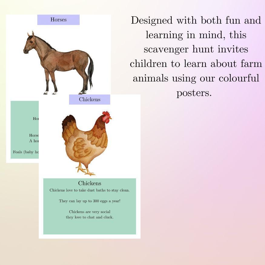 Printable Farm Animals Scavenger Hunt Fun Educational Activity for Kids ...