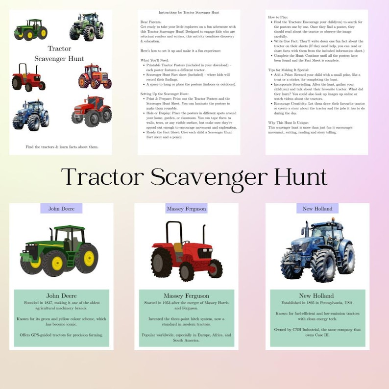 Printable Tractor Scavenger Hunt: Kids Farm Learning Game (PDF) - Etsy