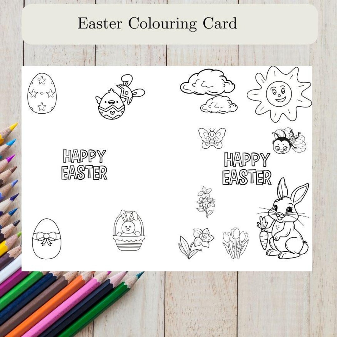 Easter Colouring Card for Kids - Etsy