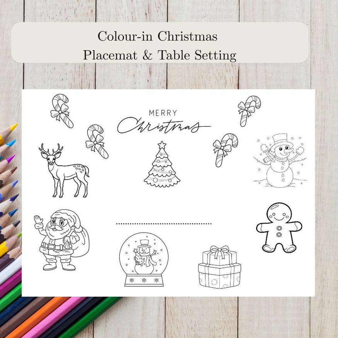 Personalized Christmas Coloring Placemat: Kids' Table Activity Sheet - Etsy