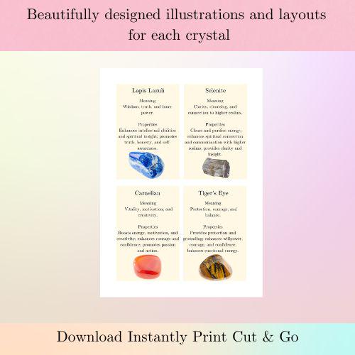 Crystal Flash Cards to Learn Crystals, Crystal Printable Cards, Crystal ...