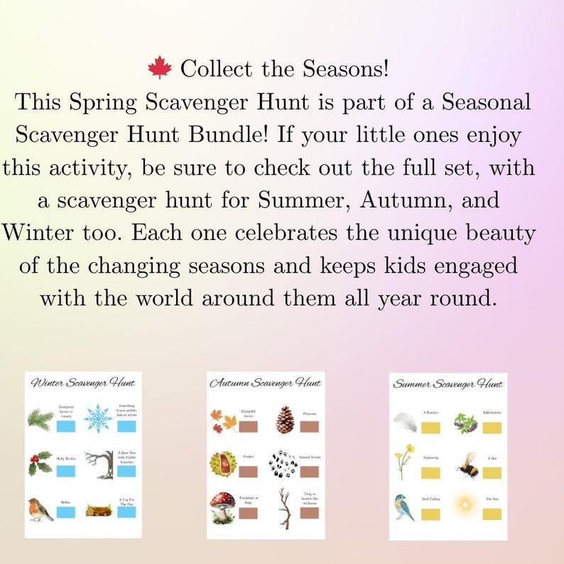 Spring Nature Scavenger Hunt Printable for Kids Outdoor Activity ...