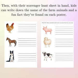 Printable Farm Animals Scavenger Hunt: Kids Educational Activity (PDF ...