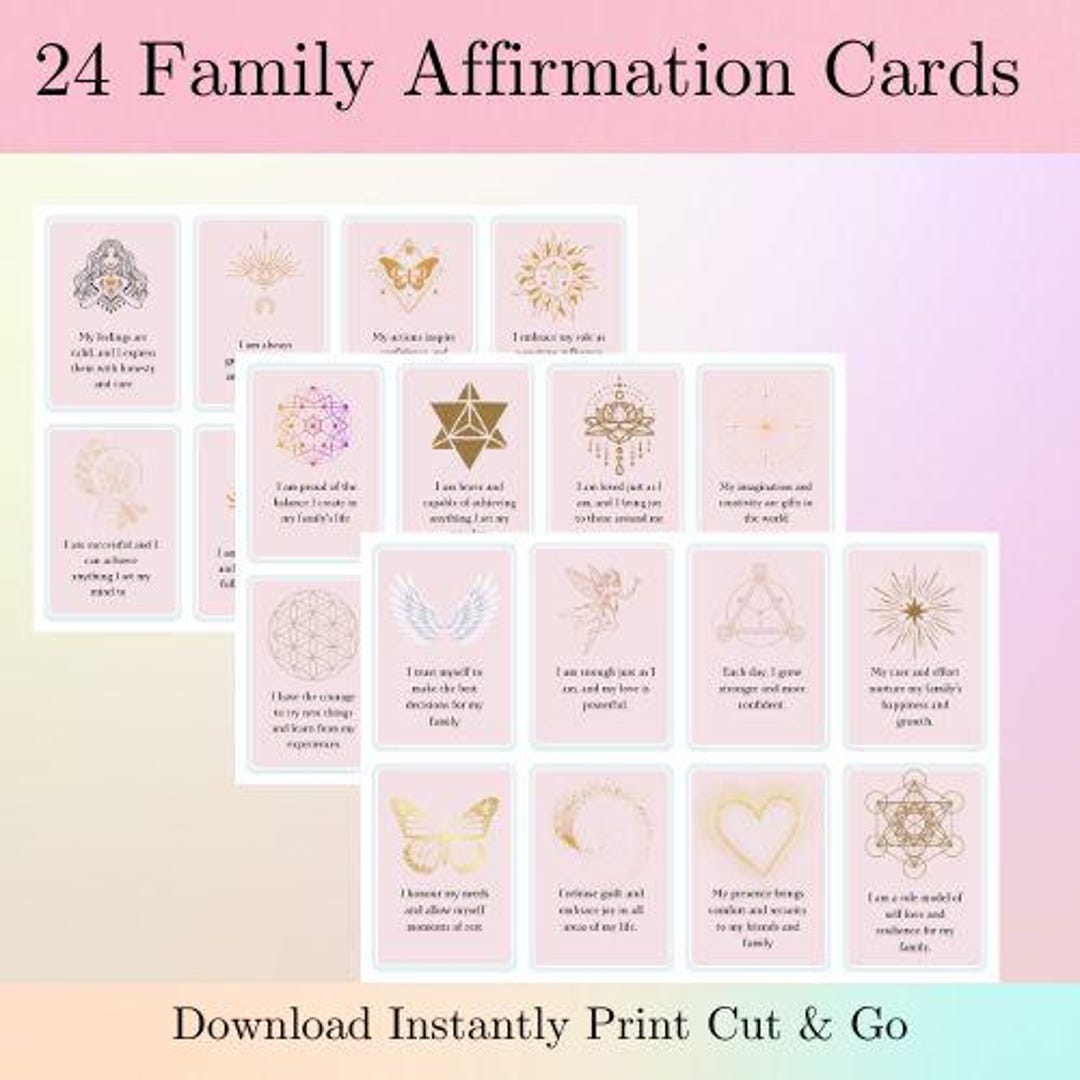 Family Affirmation Cards: Sacred Geometry Spiritual Designs (digital ...