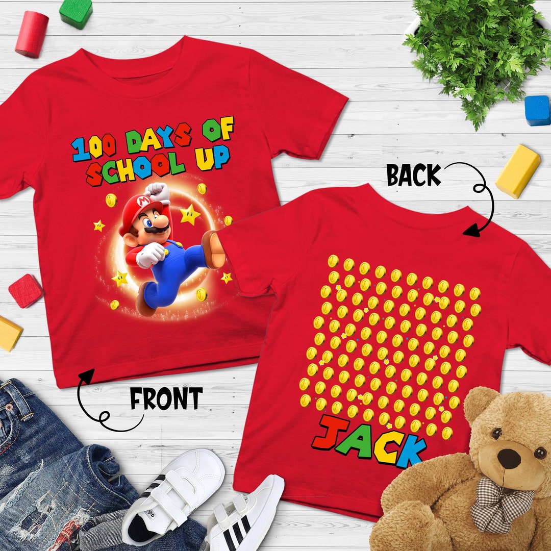 Mario 100 Days of School up Shirt Super Mario 100 Days of School Shirt ...
