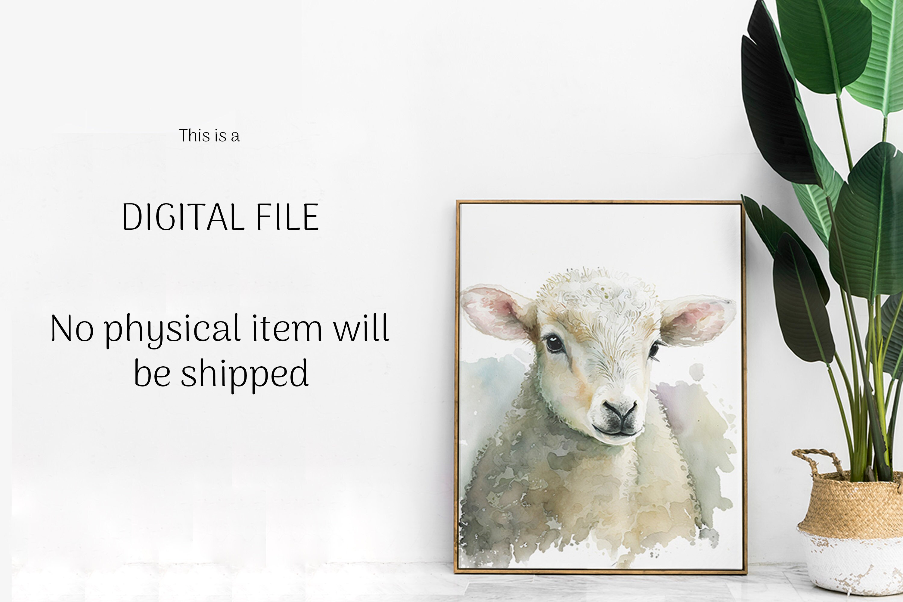 Watercolor Baby Sheep Digital Wall Art for Nursery Decor Canvas-ready ...