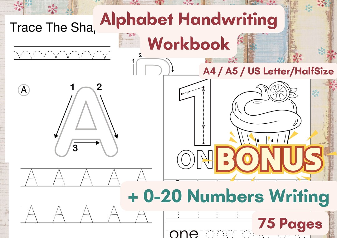 Printable Alphabet Worksheets Numbers Kids Education - Etsy UK