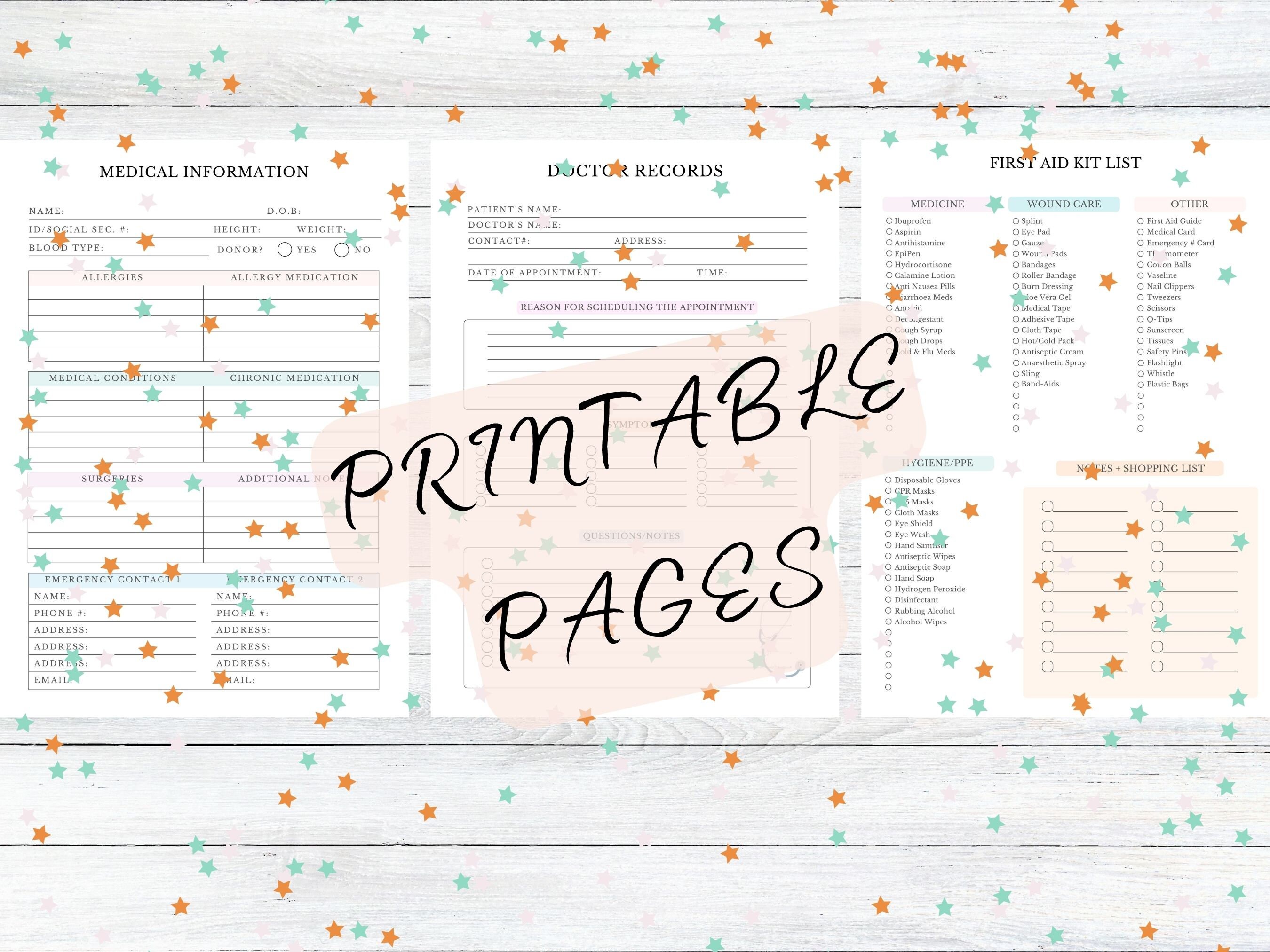Printable and Digital Health Care Bundle Medication Schedule Medication ...