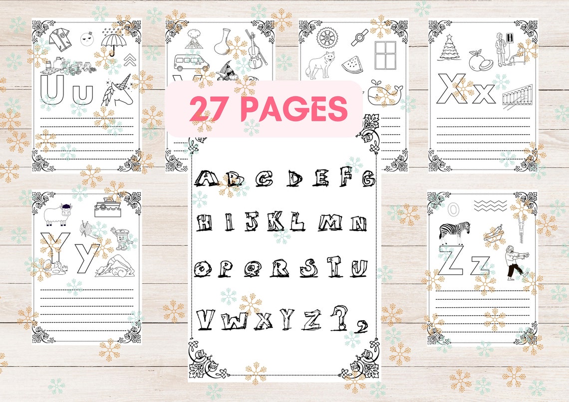 26 Alphabet Coloring Pages Printable 26 Letters Coloring Book for Kids ...