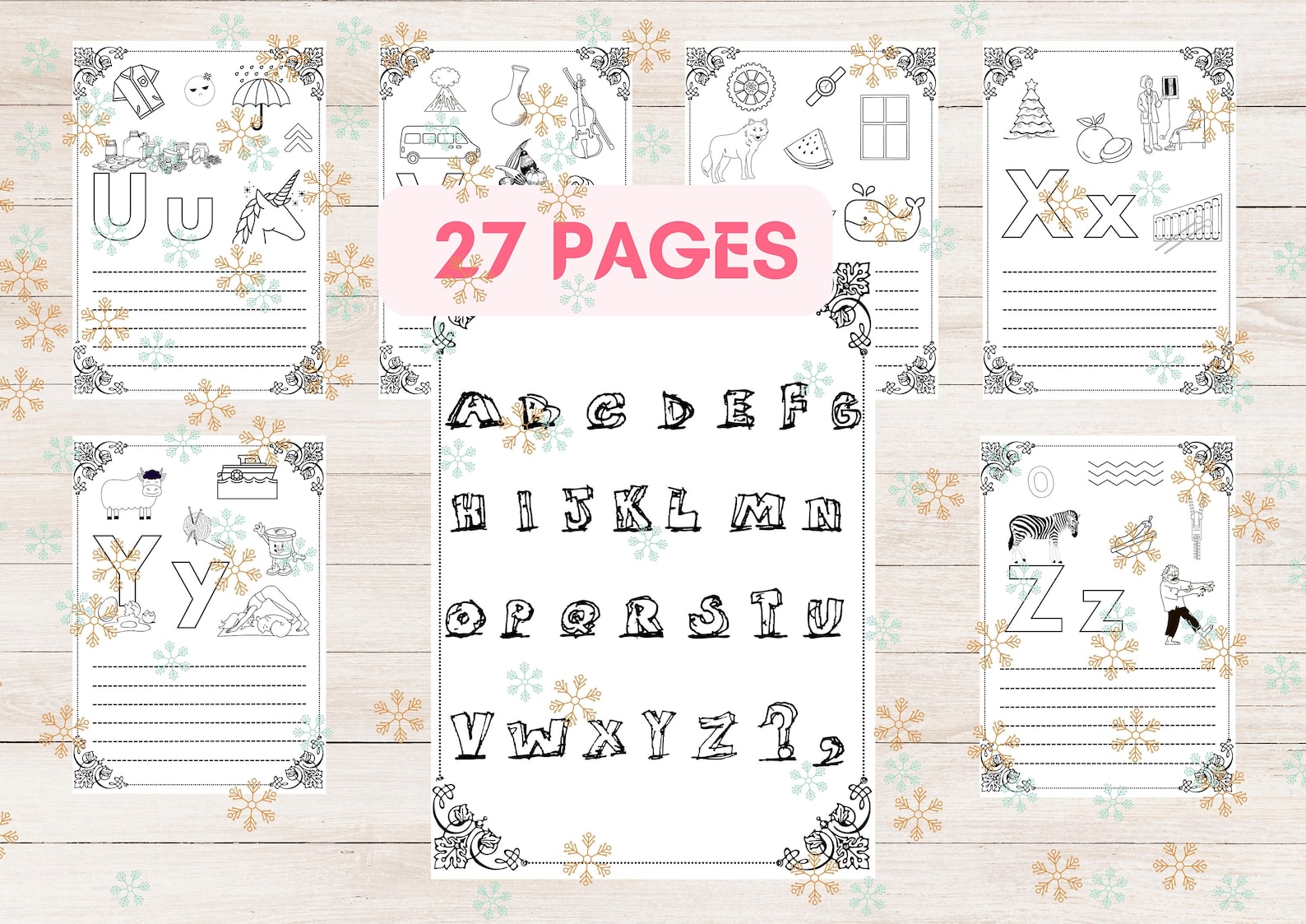 26 Alphabet Coloring Pages Printable 26 Letters Coloring Book for Kids ...