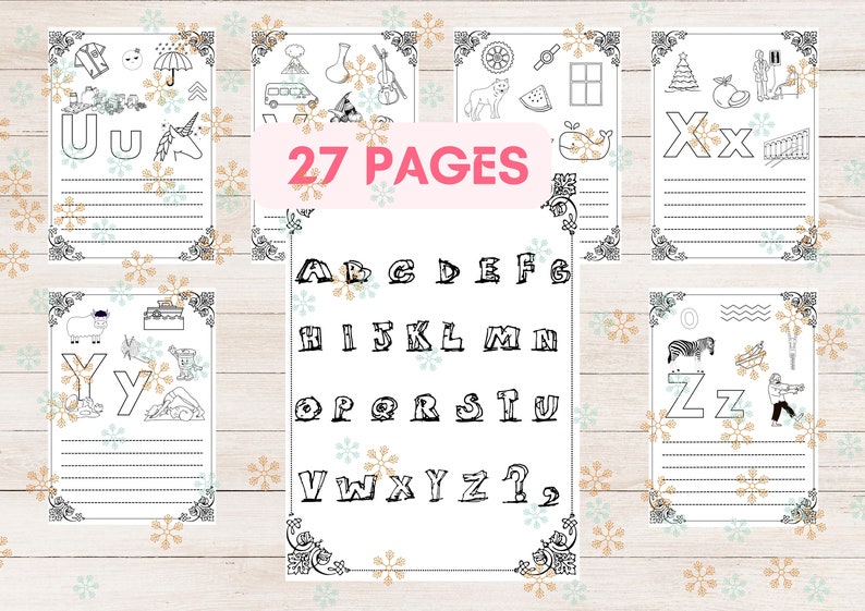 26 Alphabet Coloring Pages Printable 26 Letters Coloring Book for Kids ...