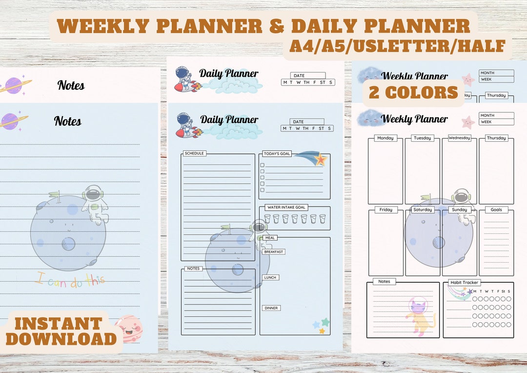 Printable Weekly Planner Kids - Etsy