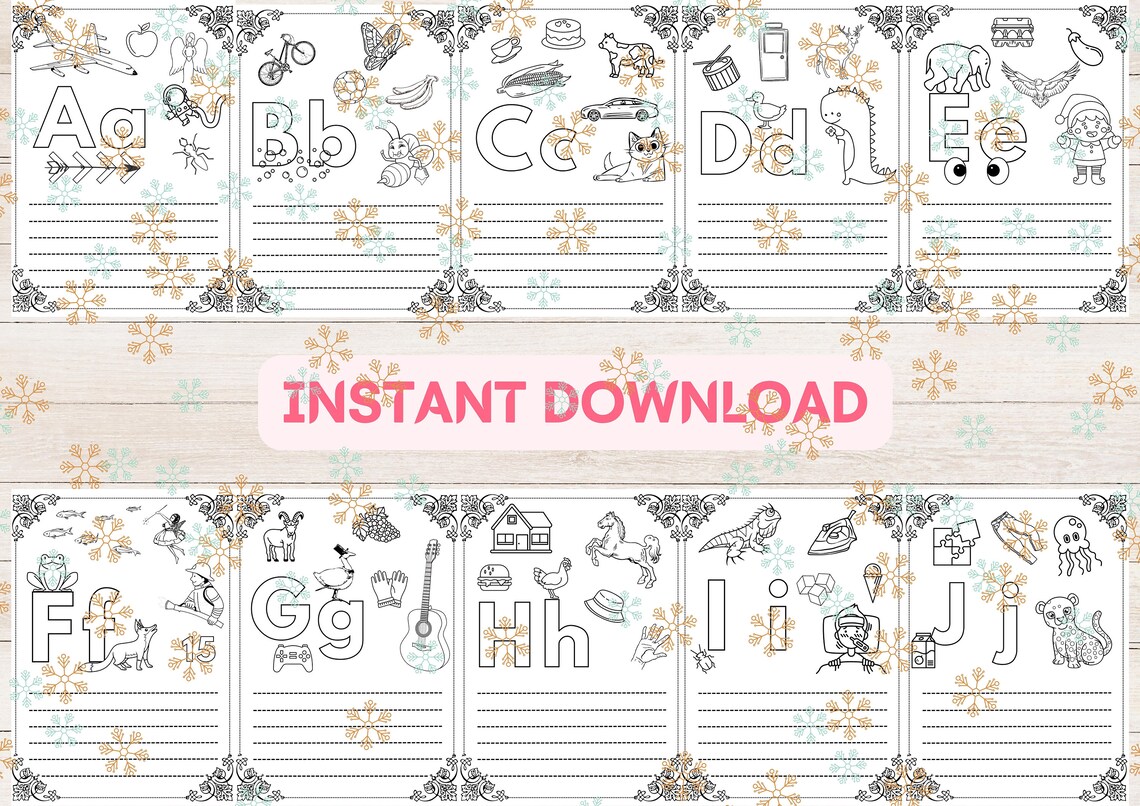 26 Alphabet Coloring Pages Printable 26 Letters Coloring Book for Kids ...