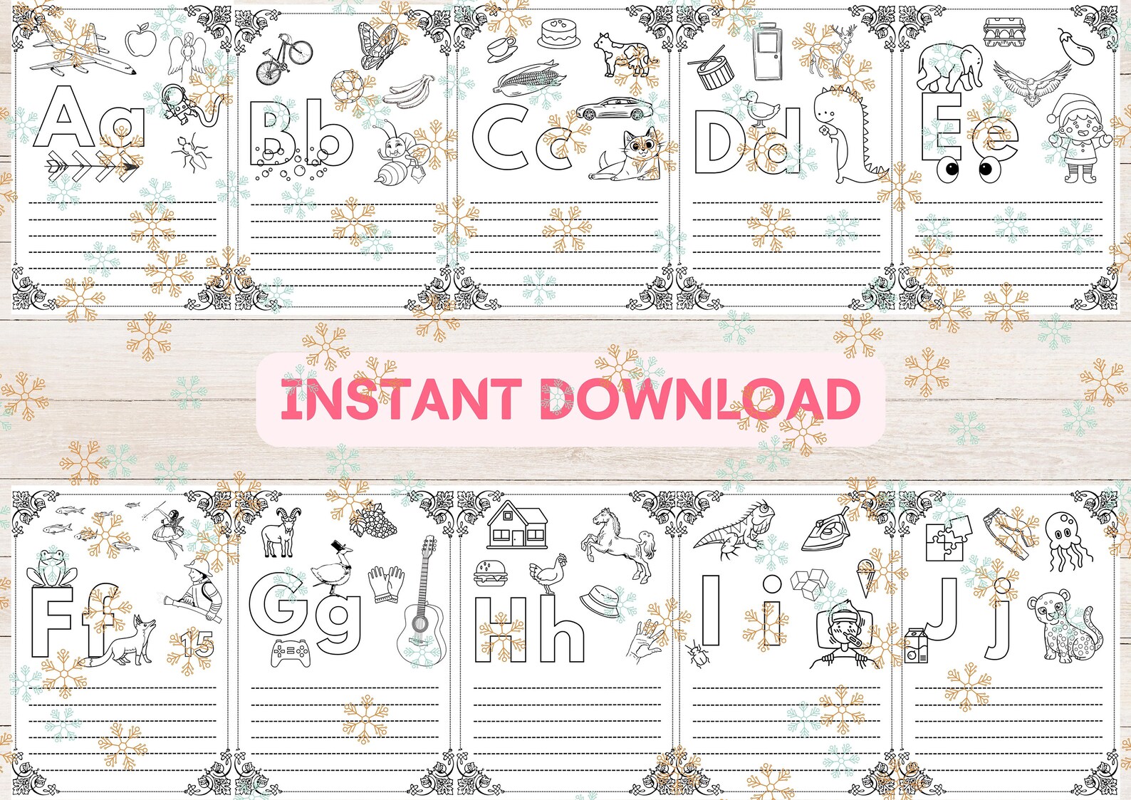 26 Alphabet Coloring Pages Printable 26 Letters Coloring Book for Kids ...