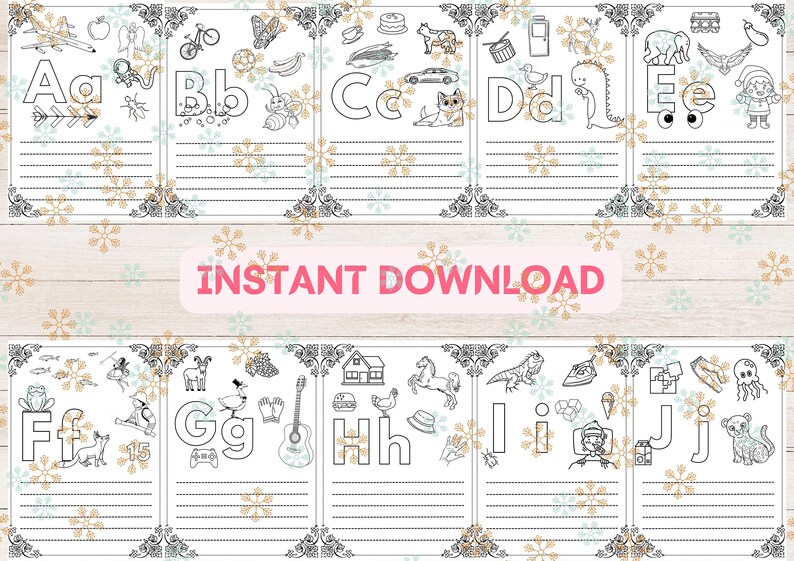 26 Alphabet Coloring Pages Printable 26 Letters Coloring Book for Kids ...