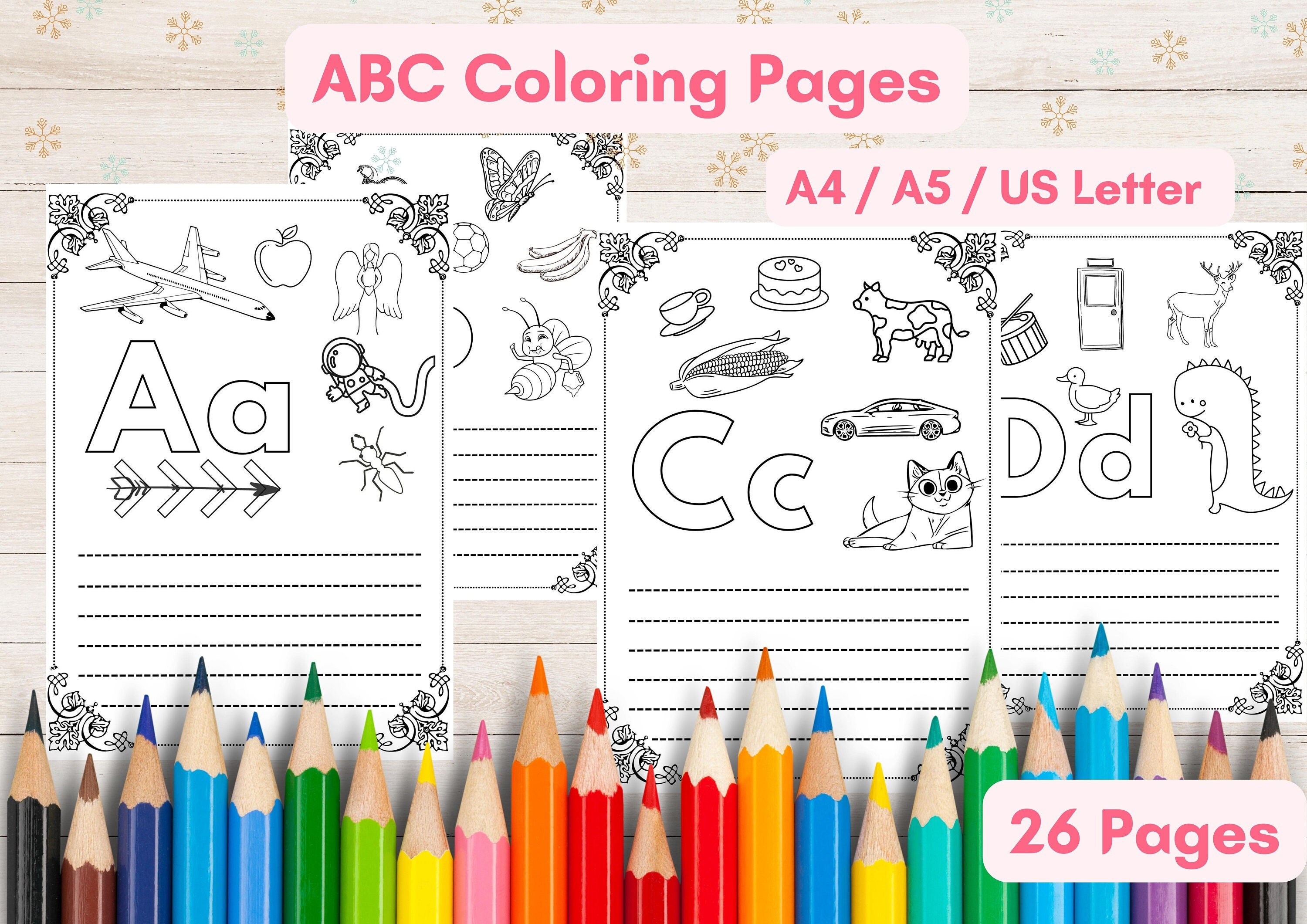 26 Alphabet Coloring Pages Printable 26 Letters Coloring Book for Kids ...