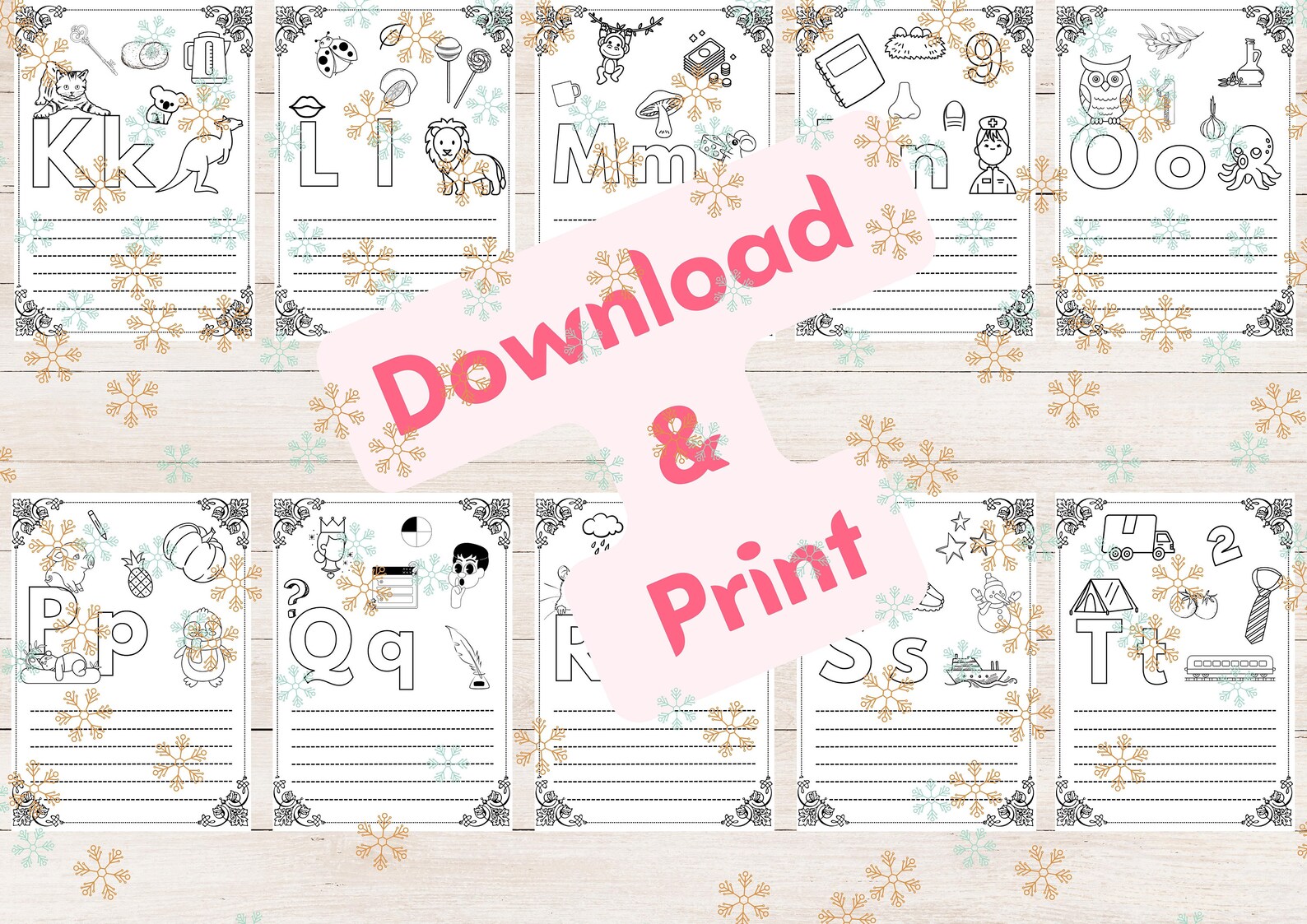 26 Alphabet Coloring Pages Printable 26 Letters Coloring Book for Kids ...