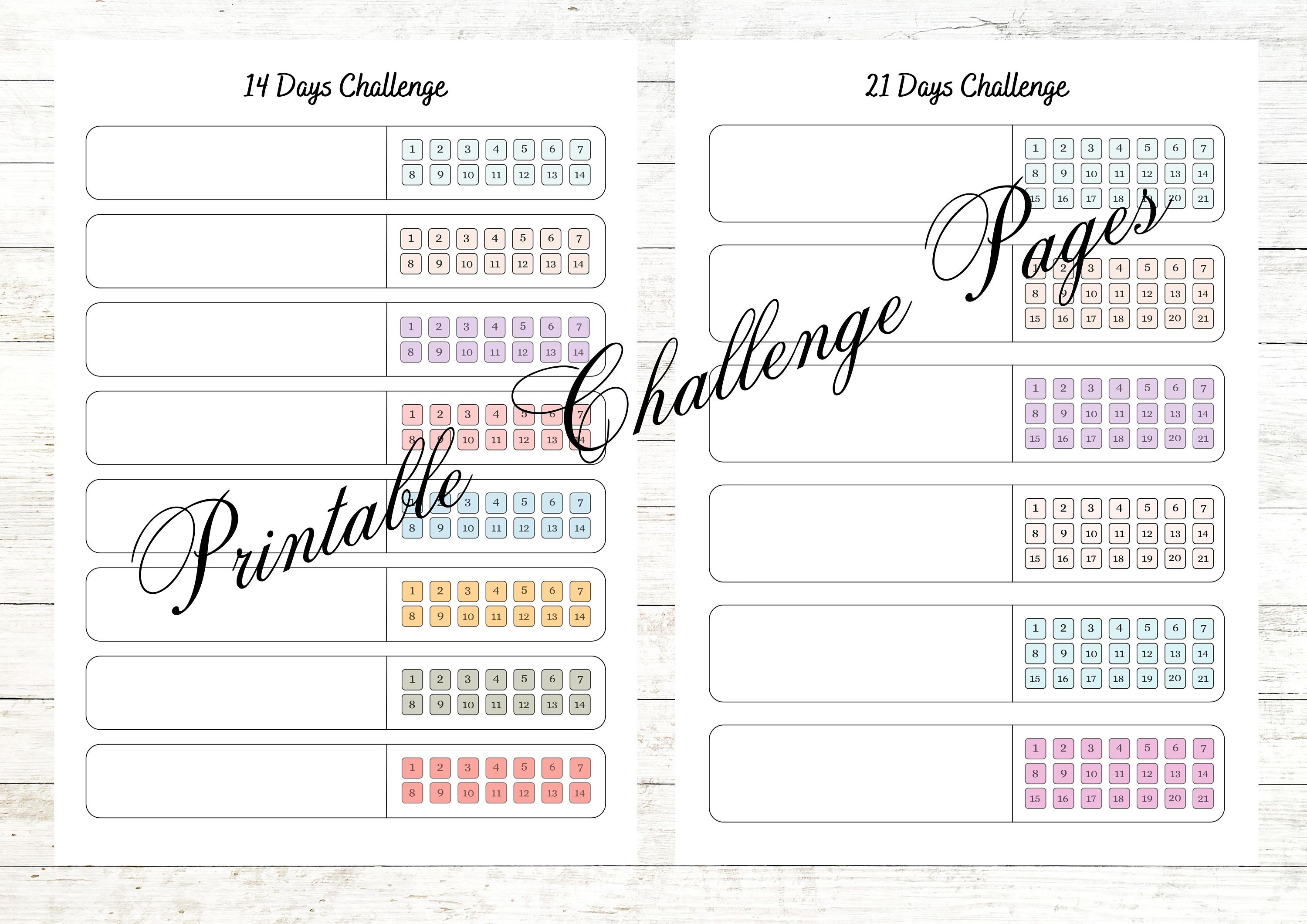 14/21/30/75 Days Challenge Bundle Challenge Pages Digital Download ...
