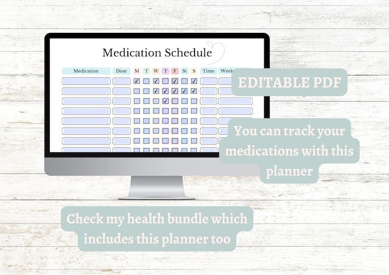 Editable Medication Schedule Fillable PDF Medication Tracker Printable ...