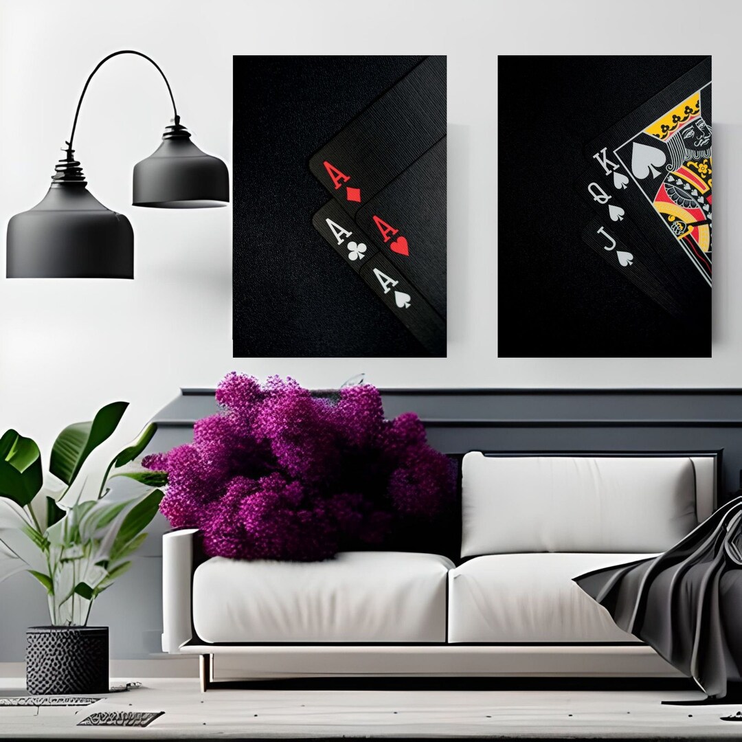 Playing Cards Wall Art Decor, Ace and King Cards, Set of 2, Digital ...