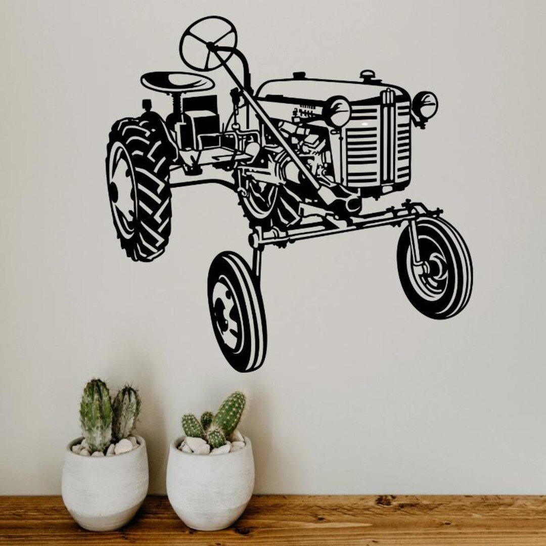 Farmall Tractor - Metal Wall Decoration, Black Powder-coated Paint, for ...