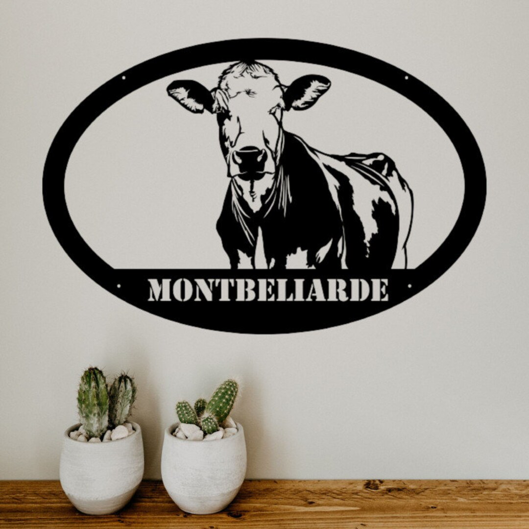 MONTBELIARDE OVAL COW - Metal Wall Decoration, 60 Cm, Black Powder ...