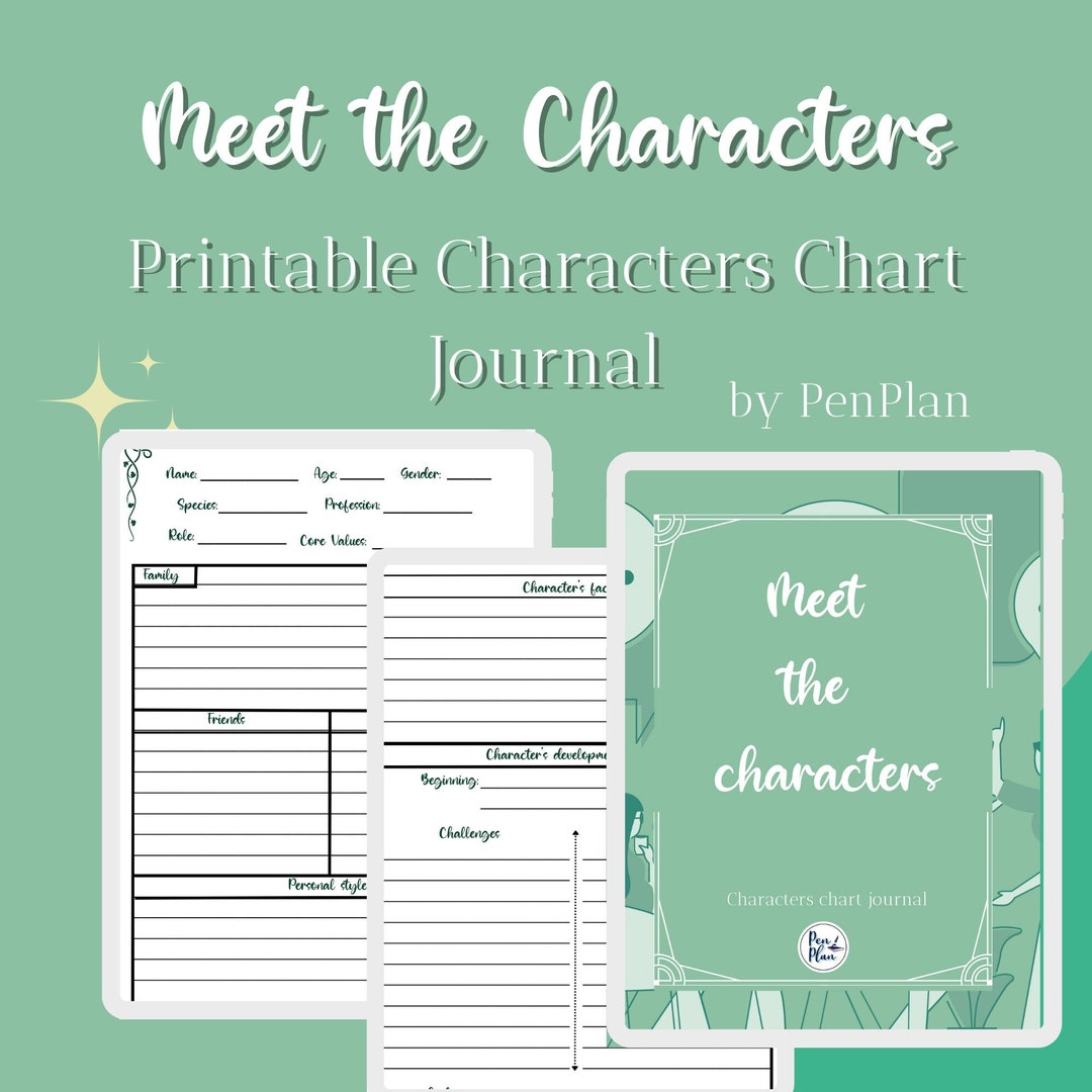 Meet the Characters Printable Character Chart Author Planner - Etsy Canada