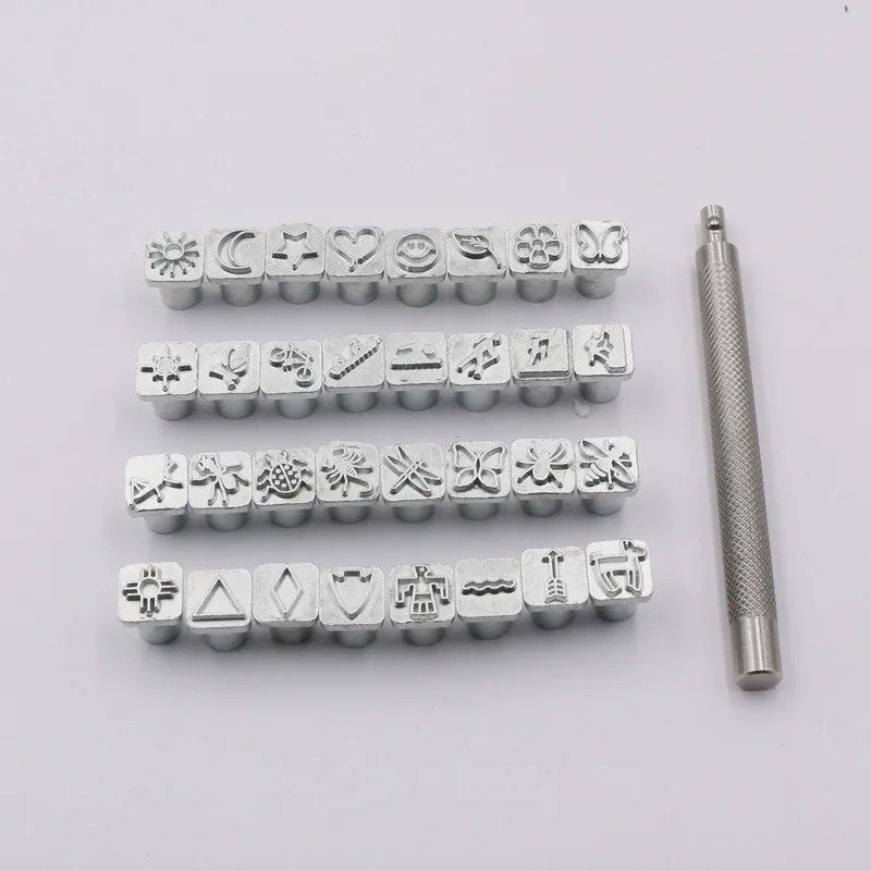 32 Pcs Steel Die Metal Stamping Kit, Punch Tool, Insects Sport Sun ...