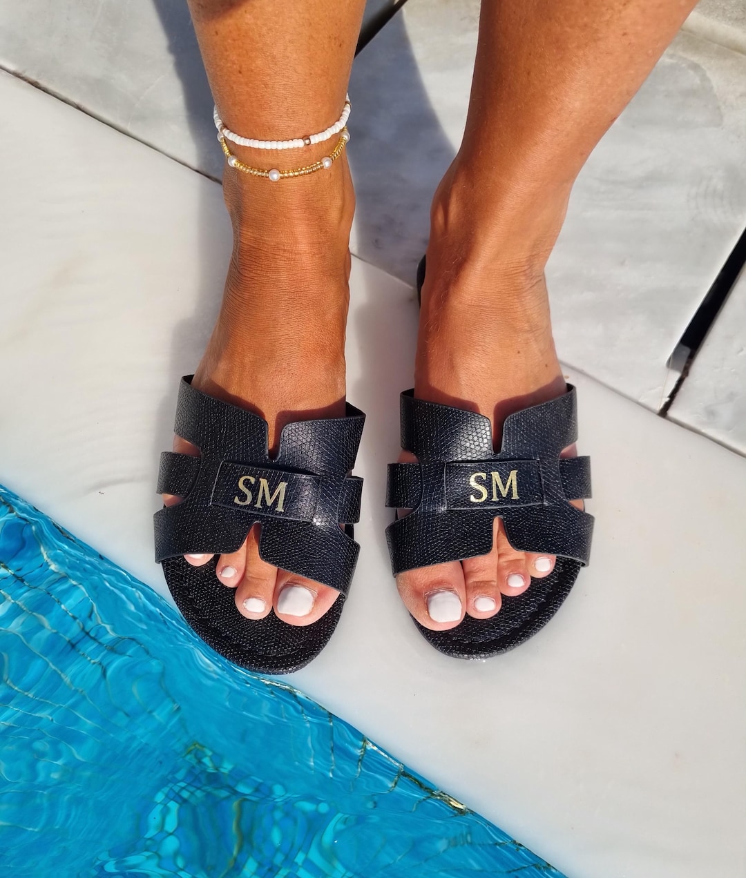 Personalised Sliders,personalised Sandals,bride Sandals,bride Shoes ...