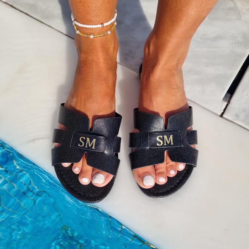 Monogrammed Slides - Etsy