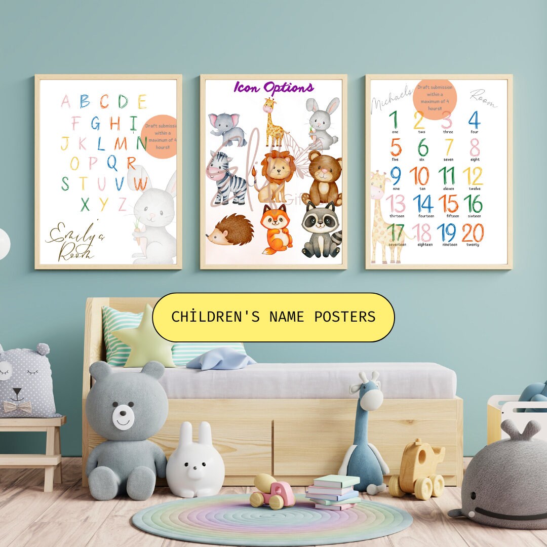 Personalized Kids' Room Posters - Customizable With Names, Alphabets ...