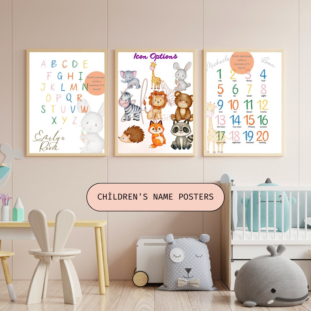 Personalized Kids' Room Posters - Customizable With Names, Alphabets ...