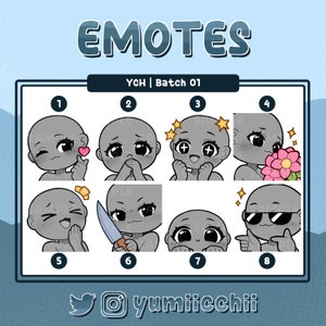 Emote YCH / Base Pack 01 8 Bases to Draw Your Own Emotes On - Etsy