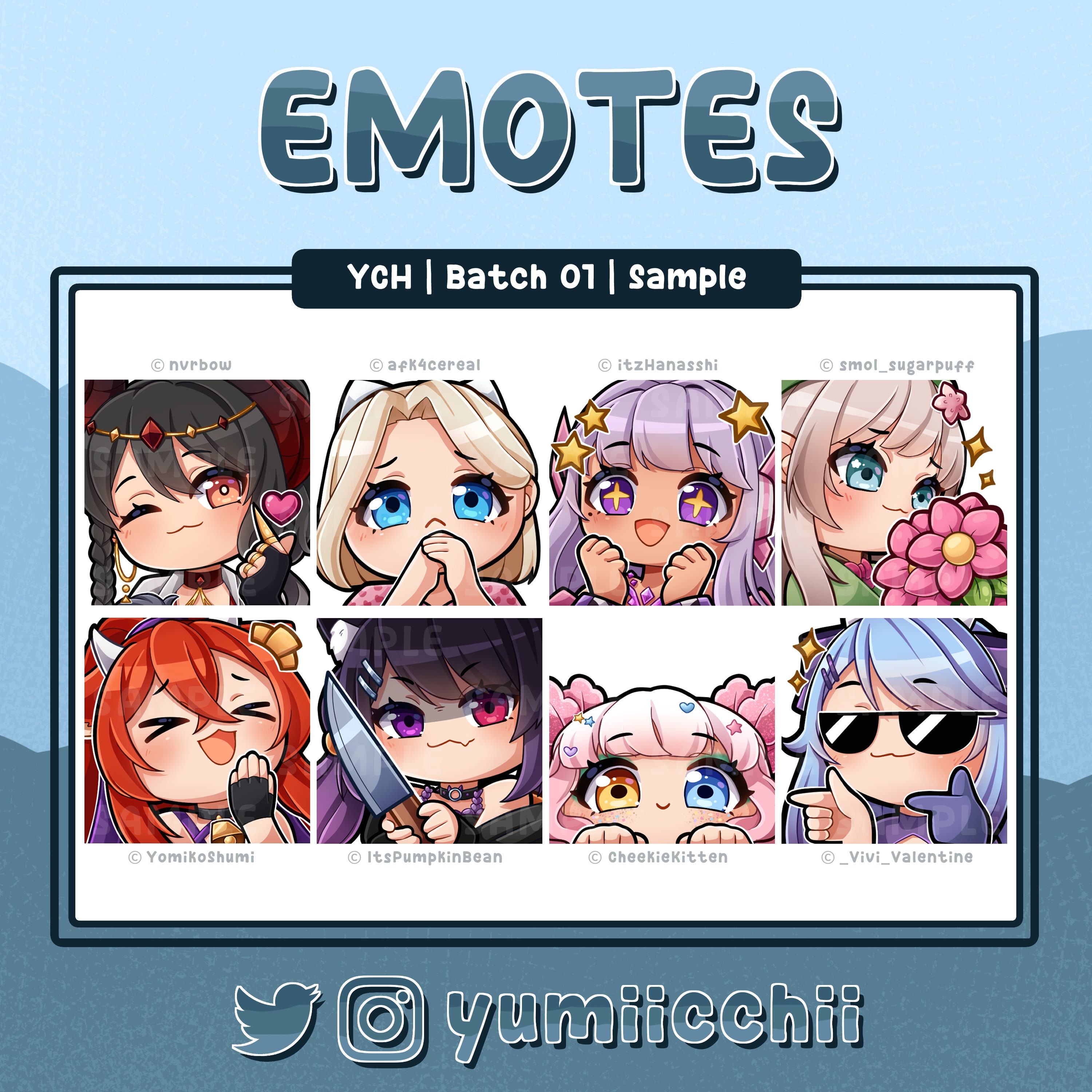 Emote YCH / Base Pack 01 | 8 Bases to Draw Your Own Emotes On - Etsy