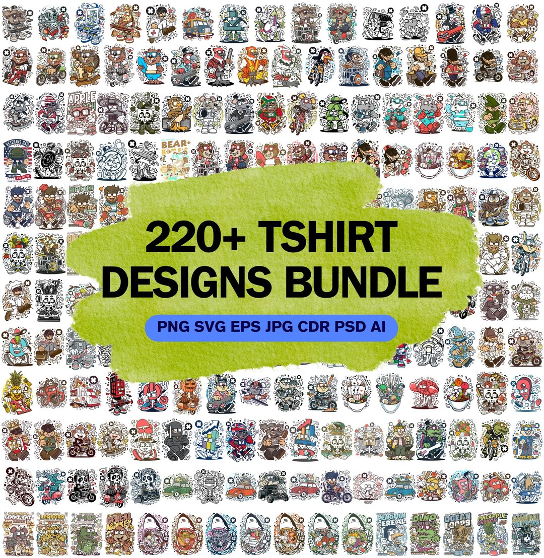 Cartoon T-shirt Design Bundle Streetwear T-shirt Design - Etsy UK