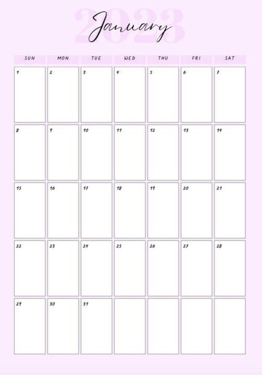 2023 Pink Downloadable and Printable Calendar With Notes - Etsy