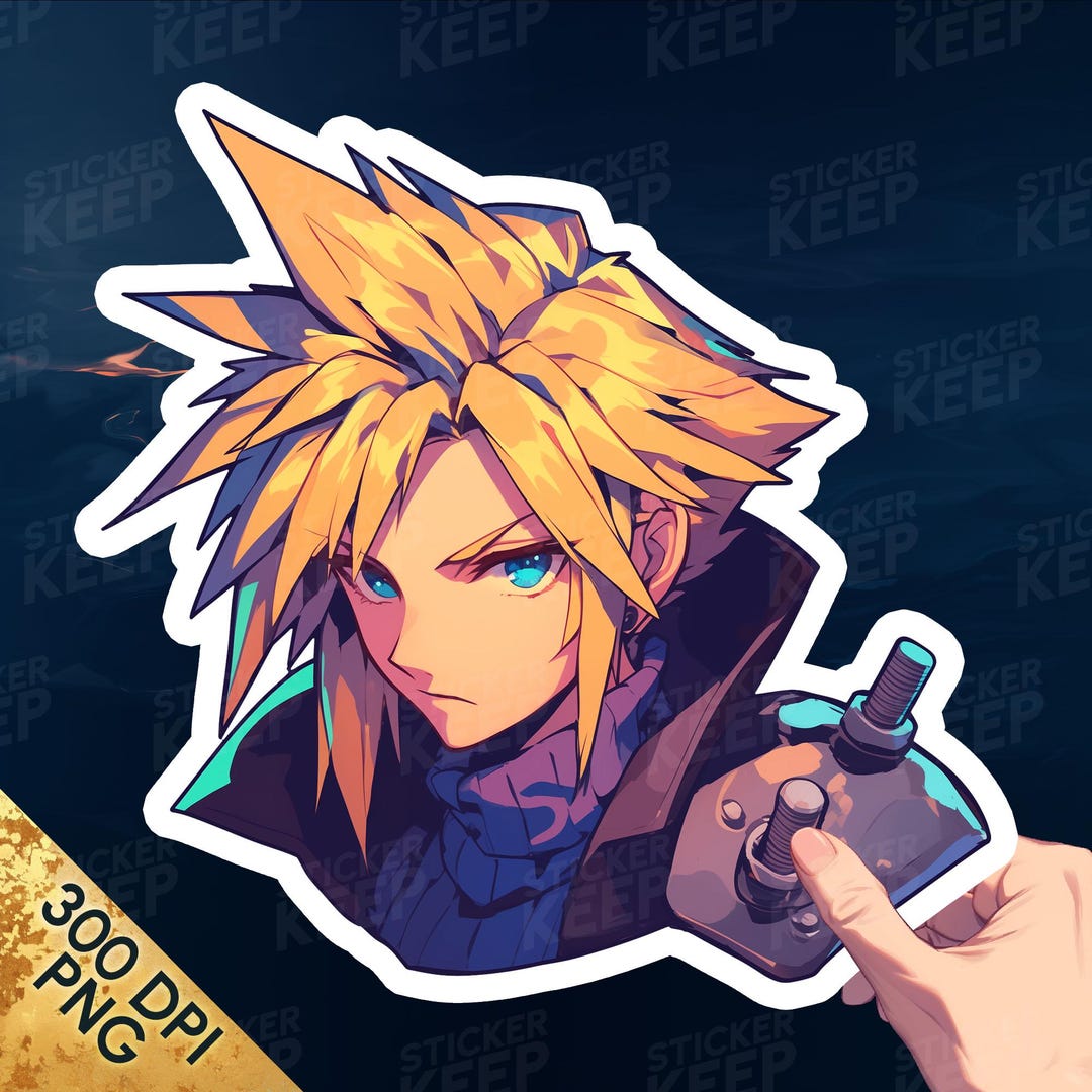 Cloud Strife Sticker, Digital File, PNG, Sticker for Merch, T-shirt, Tumblers, Mugs, Wall Art ...