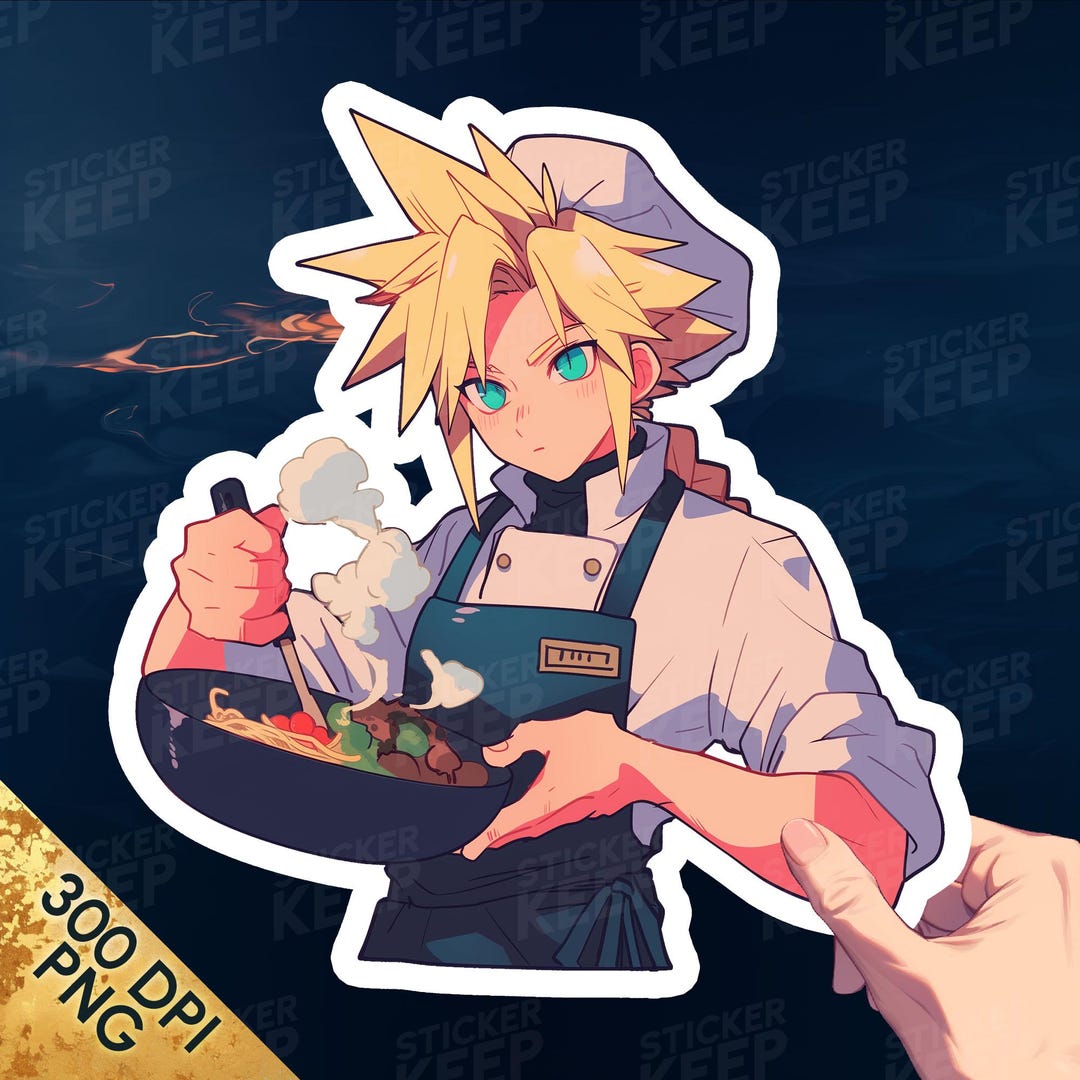 Cloud Strife Sticker, Digital File, PNG, Sticker for Merch, T-shirt ...
