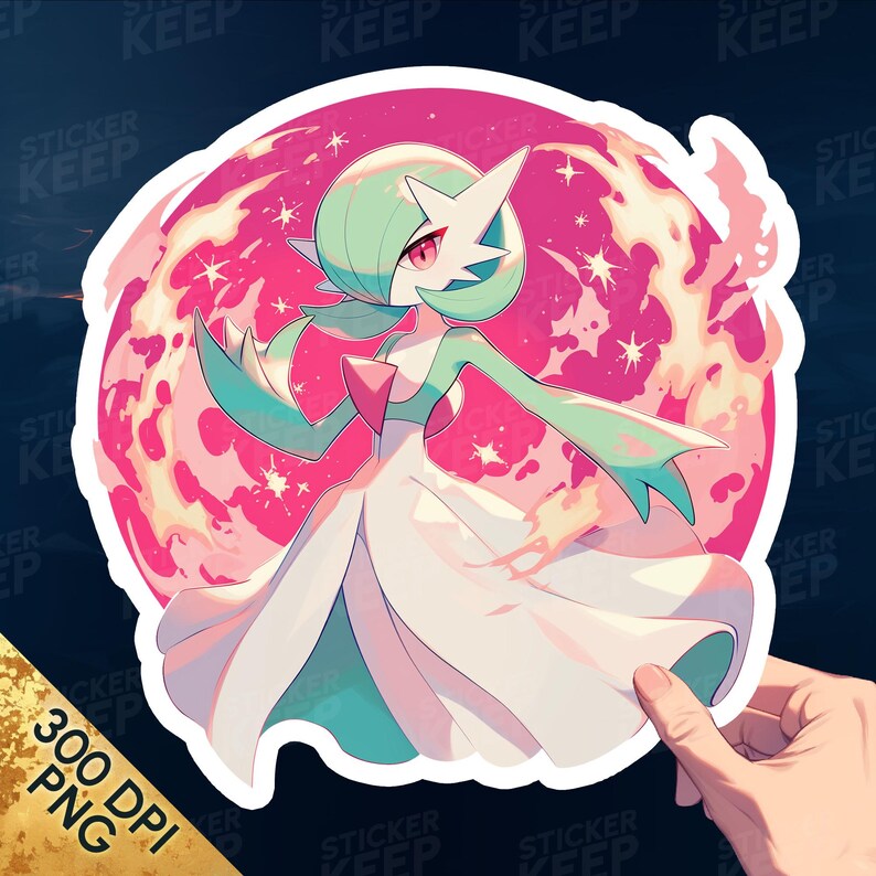 Gardevoir Sticker, Digital File, PNG, Sticker for Merch, T-shirt ...