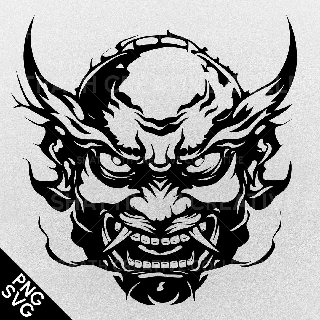 Oni Mask Stencil, Digital SVG PNG, Stencil for Wall Art, Laser, Vinyl ...