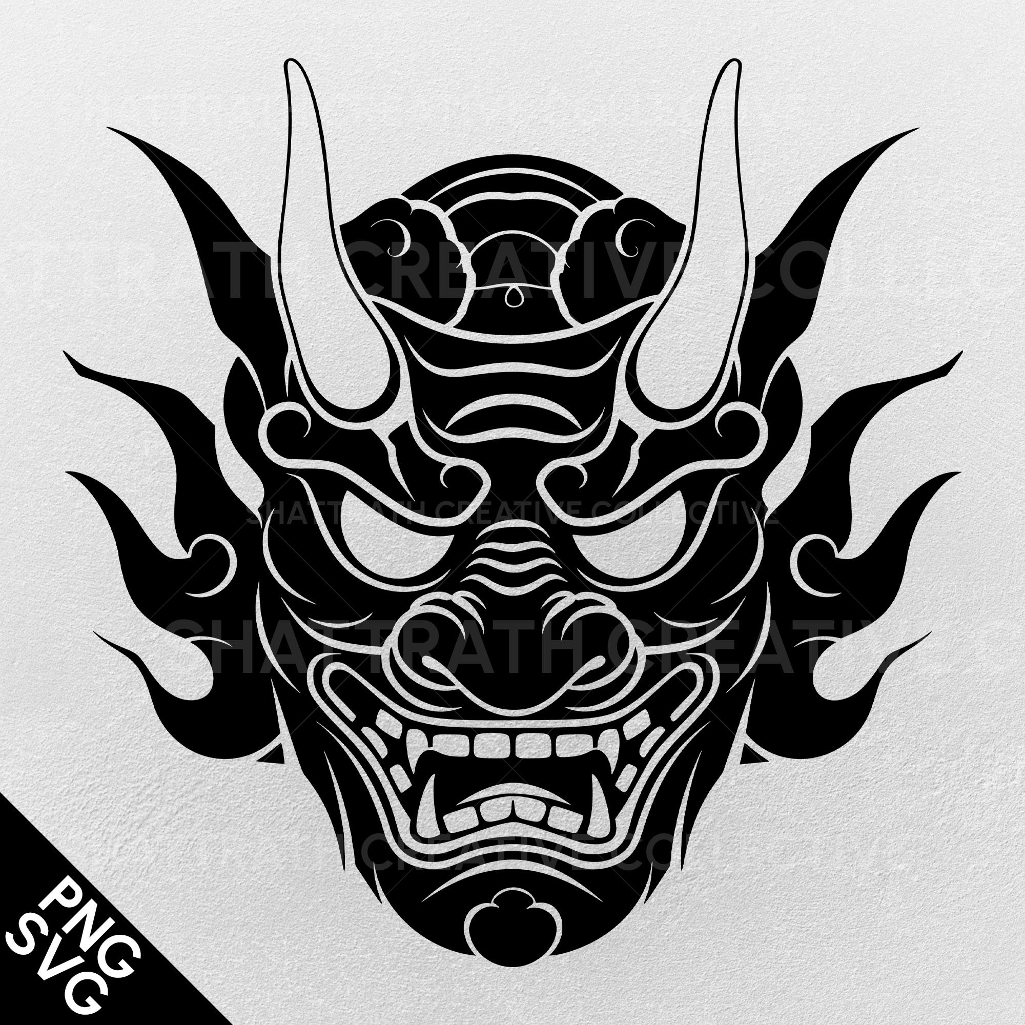 Oni Mask Stencil, Digital SVG PNG, Stencil for Wall Art, Laser, Vinyl ...