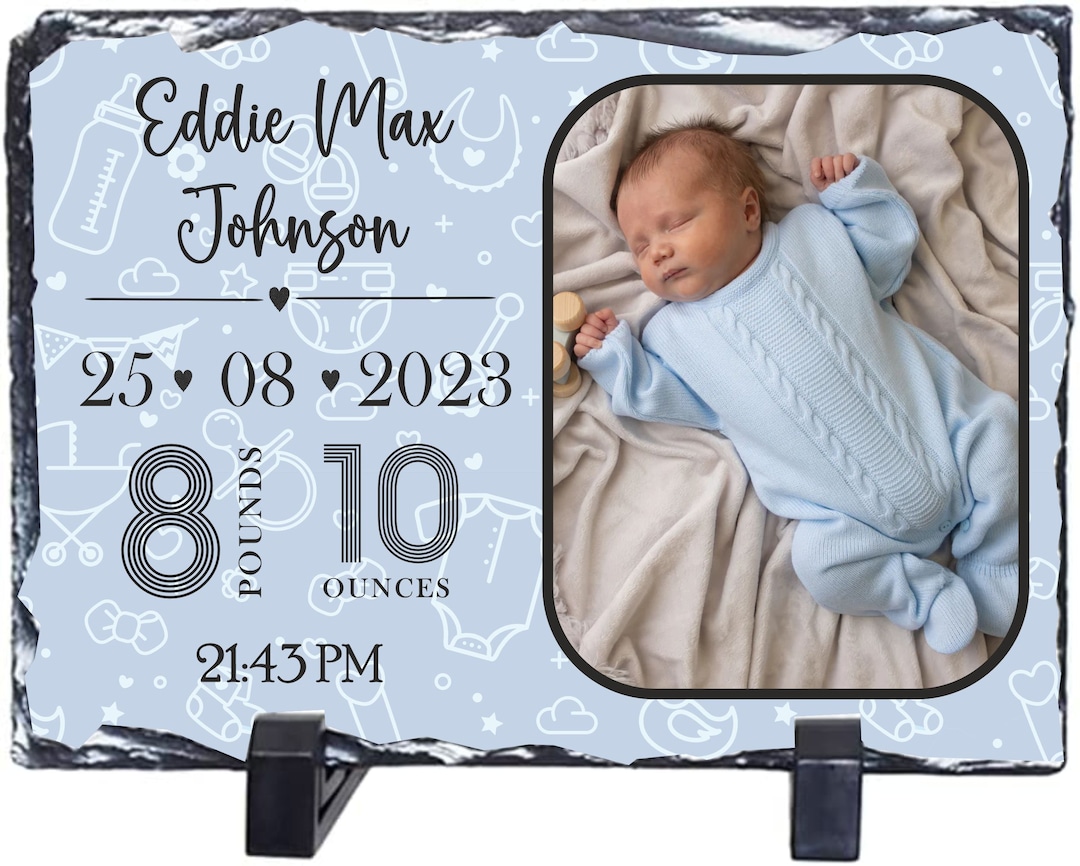 Personalised Baby Photo Slate With Birth Details, New Baby Gift for Mum ...