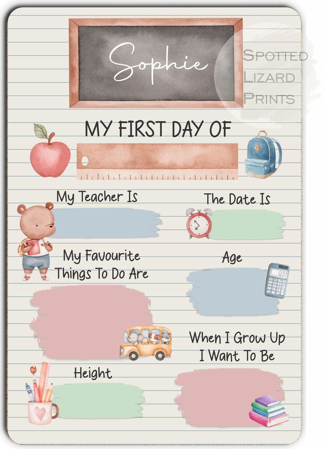 Personalised First Day of School Sign - School Journey Sign - First Day ...