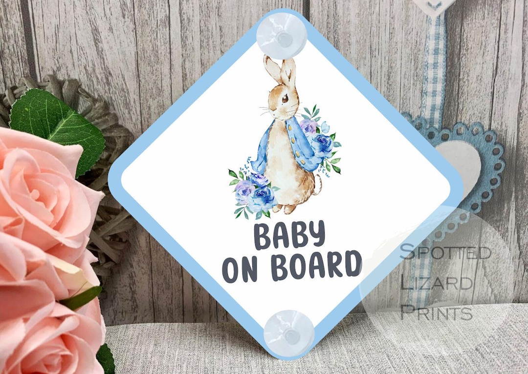 Peter Rabbit Car Sign, Baby on Board, Gift for New Mum, Peter Rabbit ...