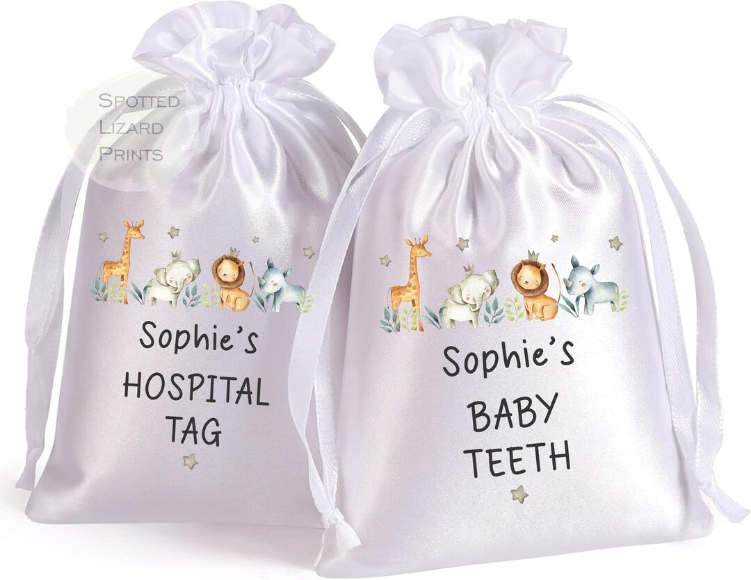 Personalised Baby Keepsake Hospital Bag - Cord Clip - Hospital Tags and ...