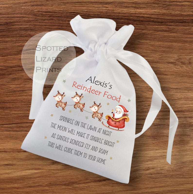 Personalised Reindeer Food Bag, Magic Reindeer Food Pouch, Christmas ...